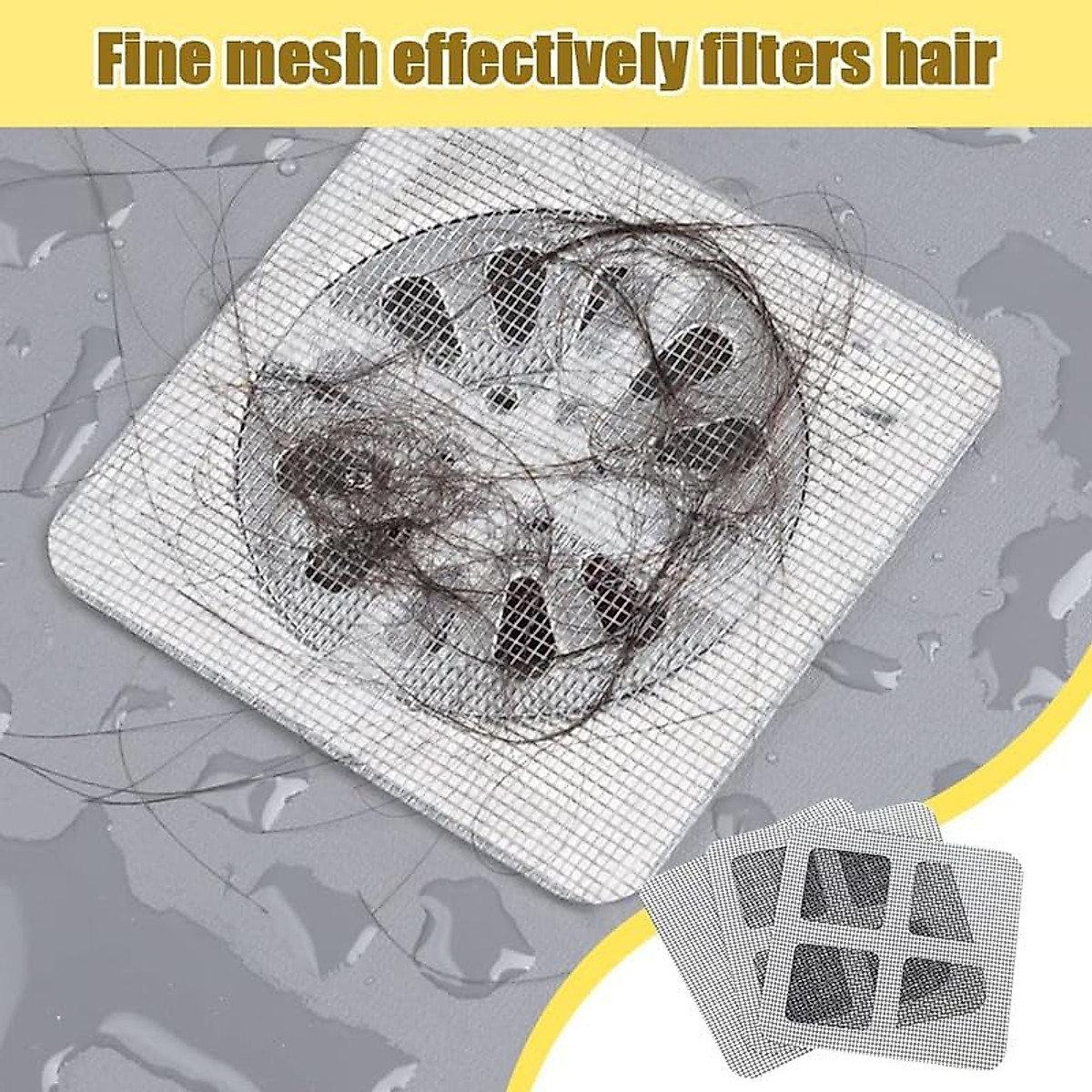 Disposable Hair Drain Stickers, 2024 Upgraded Disposable Shower Drain Cover Hair Catcher Mesh Stickers, Floor Drain Sticker Sink Drain Strainer Screen Catcher for Bathroom Bathtub Kitchen (10 Pack)