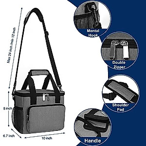 Deosk Lunch Box for Men/Women,Insulated Lunch Bag Cooler Bag,Leak-Proof Large Beach Cooler Adult Lunch Box for Work/Picnic/Travel(M-grey)