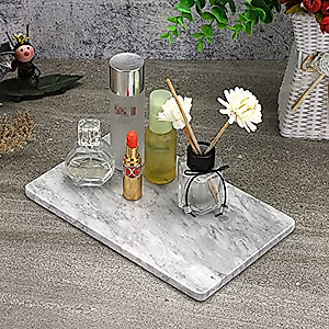 Hipiwe Marble Vanity Tray Dresser Perfume Tray Bathroom Counter Tray Marble Decorative Tray Candle Tray Marble Serving Tray Marble Cutting Board for Kitchen, 10.2"x 6.3"
