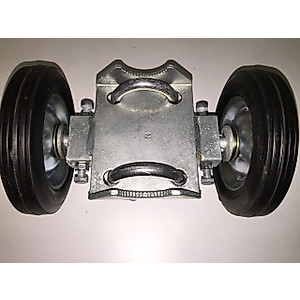 Rolling GATE Double Carrier Wheel - 6" Solid Rubber Wheels - 6" Axle Assembly