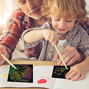 crelloci Scratch Paper Art Set for Kids, Rainbow Scratch Off Craft Kit for Girl Boy, Magic Gift Pad Sheet with Mask Stencil Ornaments, DIY Drawing Supply for Birthday Party Favor Christmas