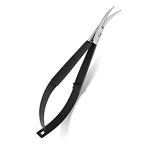 Tifanso Embroidery Scissors Eyebrow Trimmer - 4.5" Ergonomic Curved Spring Brow Shaping Scissors, Stainless Steel Sharp Squeeze Sewing Scissors, Micro Thread Snips Applique Scissors for Craft