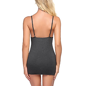 Avidlove Women Lingerie Sexy Sleepwear Lace Chemise Nightgown Babydoll Full Slips Dark Gray