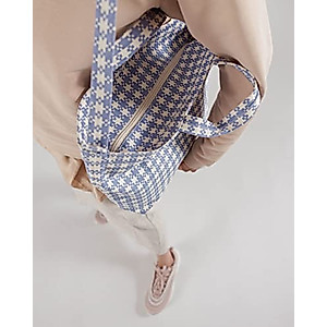 Horizontal Zip Duck Bag - Blue Pixel Gingham