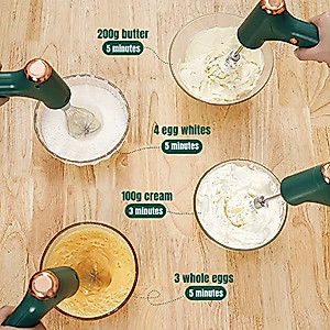 Mini Hand Mixer, Household Cordless Electric Hand Mixer,USB Rechargable Handheld Egg Beater with 2 Detachable Stir Whisks with 3 Speed Modes for Kitchen Baking and Baby Food