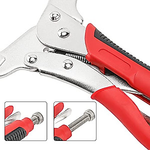 PINGEUI 2 PCS 18 Inch C Clamp Locking Pliers, Heavy Duty C Clamps with Swivel Pads and Rubber Handle Sleeve, Adjustable Welding Woodworking Tools, 7 Inch Max Jaw Opening