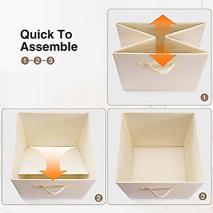 Homneat 13 inch Storage Cubes Bins 6 Pack, Foldable Fabric Cube Storage Bins 13x13x13 inch with Handle, Collapsible Storage Bins for Cabinet and Shelf, Cubical Storage Boxes for Closet Storage, Beige