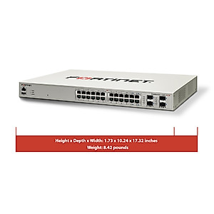 FORTINET FortiSwitch 124F-FPOE - FS-124F-FPOE, L2+ Managed POE Switch with 24GE + 4SFP+, 24port POE. Rack Mountable