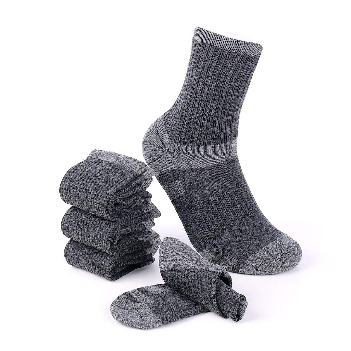 Finloyd Anti Sweat and Smell Socks Pack, Crew thermal sock for Outdoor Activities Socks, Boot Sock., Black - Grey
