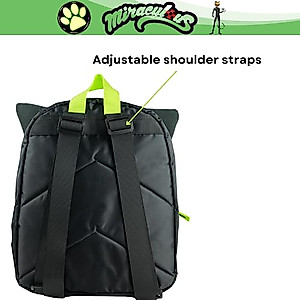 Miraculous Ladybug Cat Noir Nylon Mini Backpack for Girls and Boys, 12 inch, Black