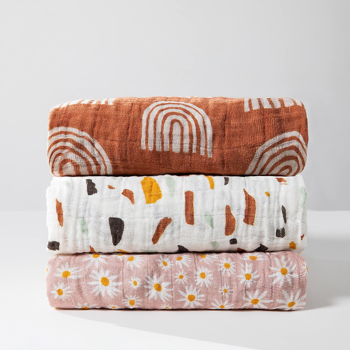 Babyletto 100% Organic Cotton Mini Crib Sheet, GOTS-Certified, Fitted 360°, Ultra-Soft and Breathable Muslin - Terrazzo