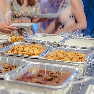 Full Size 39-Pcs Disposable Chafing Buffet Set with 6hr Fuel Cans, Covers, Serving Utensils - Premium Chafing Dish Set for Catering, Events, and Parties - Complete Food Warmer Party Serving Kit