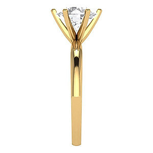 Clara Pucci 2.0 ct Round Cut Solitaire Genuine Moissanite Wedding Bridal Designer Anniversary Engagement Ring in 14k yellow Gold for Women