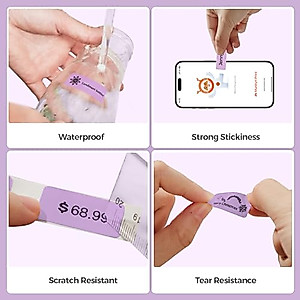 MUNBYN Thermal Label Tape for Penguin Bluetooth Label Maker Machine, 15 x 30mm 210 Labels/Roll, Self-Adhesive Label for Home, Office, School (Purple)