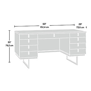 Sauder International Lux Executive Desk, L: 60.0" x W: 28.98" x H: 30.0", Diamond Ash Finish