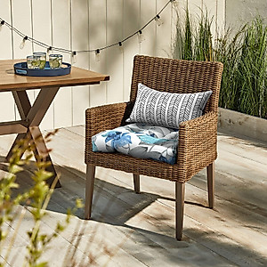 LVTXIII Outdoor Wicker Seat Cushions, Decorative Tufted Chair Pads 19"x19"x4" Seat Cushion Sets for Patio Garden Home Office Chair, Round Back, Set of 2, Clemens Noir Blue