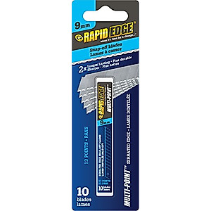 Rapid Edge All-Purpose 9mm Serrated Snap-off Utility Knife Blades, 10-Pack