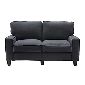 Serta Palisades Upholstered Sofas for Living Room Modern Design Couch, Straight Arms, Soft Fabric Upholstery, Tool-Free Assembly, 61" Loveseat, Charcoal