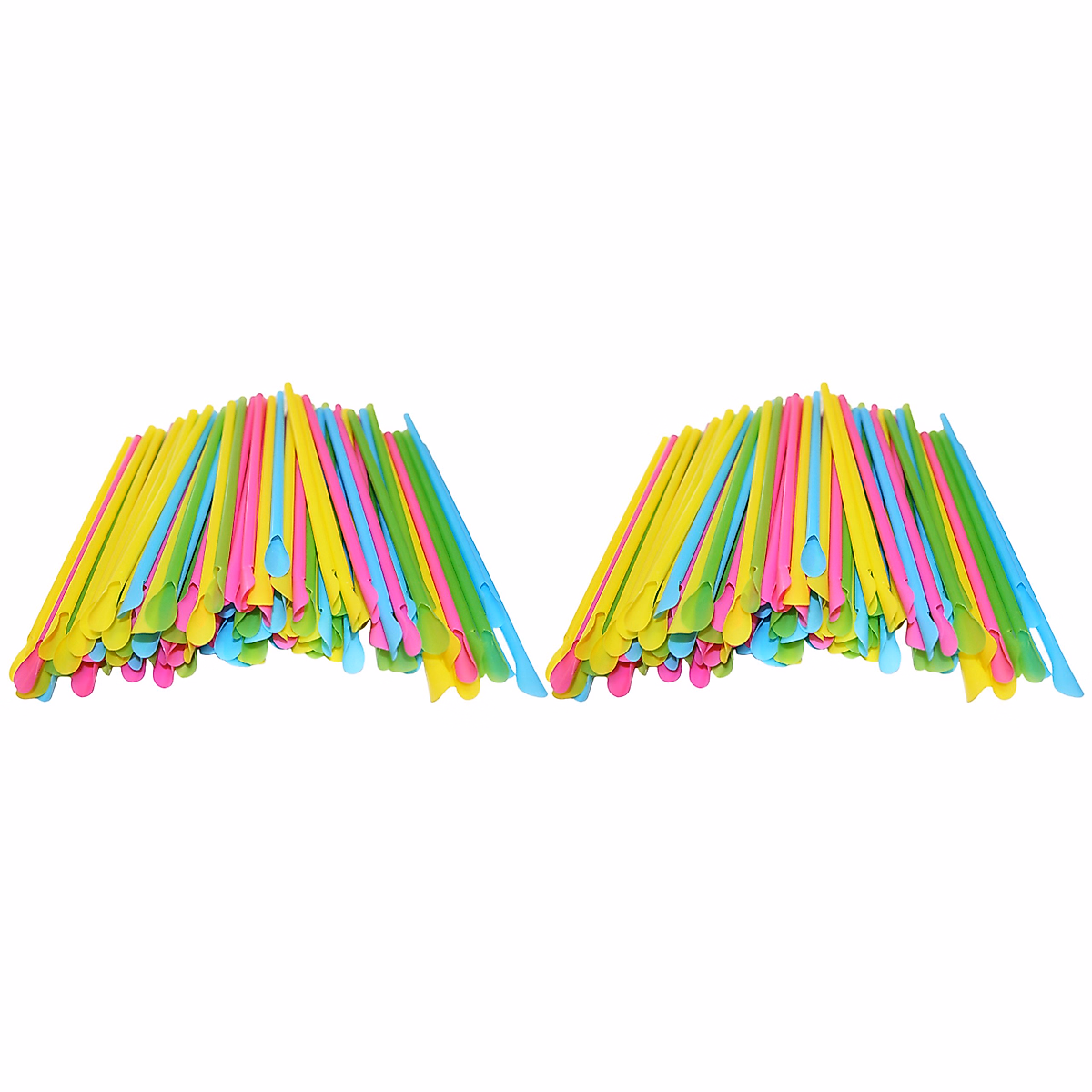 Set of 200 SNO-Cone Straw Spoons! Bright Colors - 8"x.25"- Perfect for Milkshakes, Shaved Ice, Kid's Parties, Root Beer Floats and More!