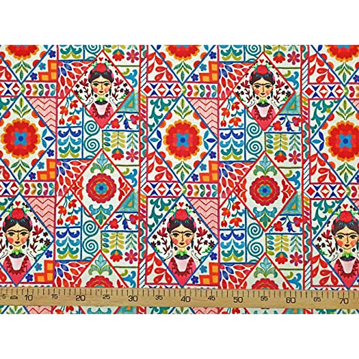 Sweet Frida Kahlo Print Upholstery Fabric, Frida Silhouettes on Majolica Faiance Fabric, Drapery Mexican Art Print Fabric by The Yard