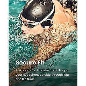 Shokz OpenSwim - Bone Conduction MP3 Waterproof Headphones for Swimming - Open-Ear Wireless Headphones, with Nose Clip and Earplug (Blue)