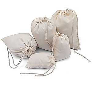 BigLotBags Premium Pack of 100 (6 x 8 Inches) Cotton Muslin Bags 100% Organic Cotton Single Drawstring Premium Quality Eco Friendly Natural Reusable Bags
