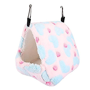 Pet Hammock, Plush Winter Pet House Hanging Cage Nest Swing Tent for Bird Squirrel Rabbit Keep Warm Hammock Pink 8.7 x 8.3inch(22 x 21cm-Pink)