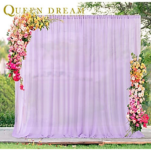Purple Chiffon Backdrop Curtain Panels Party 10FTx10FT Light Purple Wedding Backdrop for Baby Shower Party Decorations