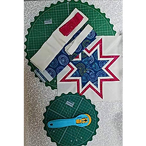 HONEYSEW Circle Rotary Cutting Mat Diameter Self Healing for Any Table Protection Board Quilt Fabric Doing Crafts Sewing Quilting Projects Rotating Cutter Pad (Green Color(Big Size +Small Size))