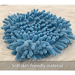 iMaylex 3 Pack Chenille Fuzzy Ball Hand Towels, Quick Dry and High Absorbent Microfiber Hand Towels with Hanging Loops for Kitchen Bathroom, 7" x 7", White & Blue & Grey