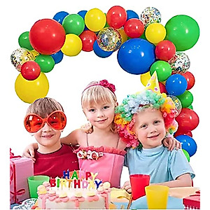 Red Blue Yellow Green Balloon Garland Kit,3 Sizes 18''12''10'Balloon Garland Kit,Latex Balloons for Mario Birthday Carnival Circus Party Decorations