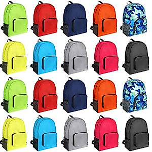 Sherr 20 Pack Foldable Lightweight Backpack Travel Bag, Classic Backpacks Bag Assorted Colors Bags Bulk Backpacks Outdoor Travel Bag