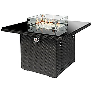 Outland Fire Table Tempered Glass Wind Guard Fence for 36-Inch Square Series 410 Outdoor Propane Fire Pit Tables, 17-Inch Square x 4.5-Inch Height – Thick 5/16-Inch Safety Barrier Clear