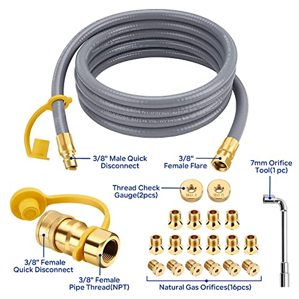 5249 Propane to Natural Gas Conversion Kit, 10FT 3/8” Natural Gas Hose with Quick Connect Fitting, Compatible with Blackstone 28"&36"Griddles, Tailgater & Single Burner Rec Stove