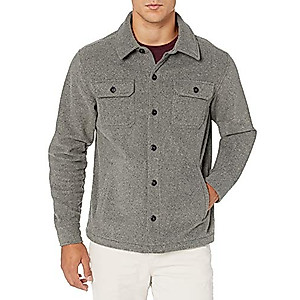 Amazon Essentials Men's Long-Sleeve Polar Fleece Shirt Jacket, Charcoal Heather, Large