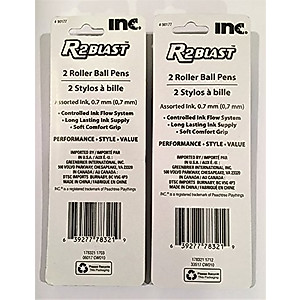 R2 Blast Gel Rollerball 0.7mm Colored Gel Pen Set: 4 Items Including Gel Pens in the Following Colors: Pink Purple Orange Blue (4 Pens Total)