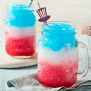 Babale 24pcs/set 4th of July Disposable Straws Patriotic Memorial Striped Paper Straw Decorations for Independence Day Party Favor Supplies