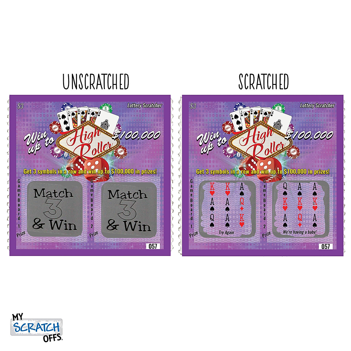 My Scratch Offs 5 Cards Adult Scratch Off Lotto Fake High Roller Lottery Tickets for Pregnancy Announcement