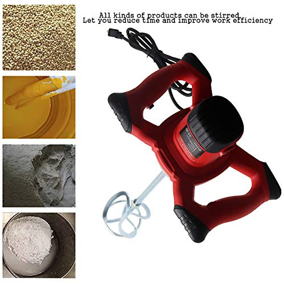 2100W Electric Portable Cement Mixer, Used for Mixing Cement Slurry, Mortar, Paint Coating, 6-Speed Adjustment Function, Hand-Held Concrete Mixer With Rod, (Cement mixer)