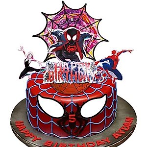 7 Pcs Spider Cake Topper Set, Hero Cake Decorations, Man Theme Birthday, Party Supplies for Parallel Universe Theme