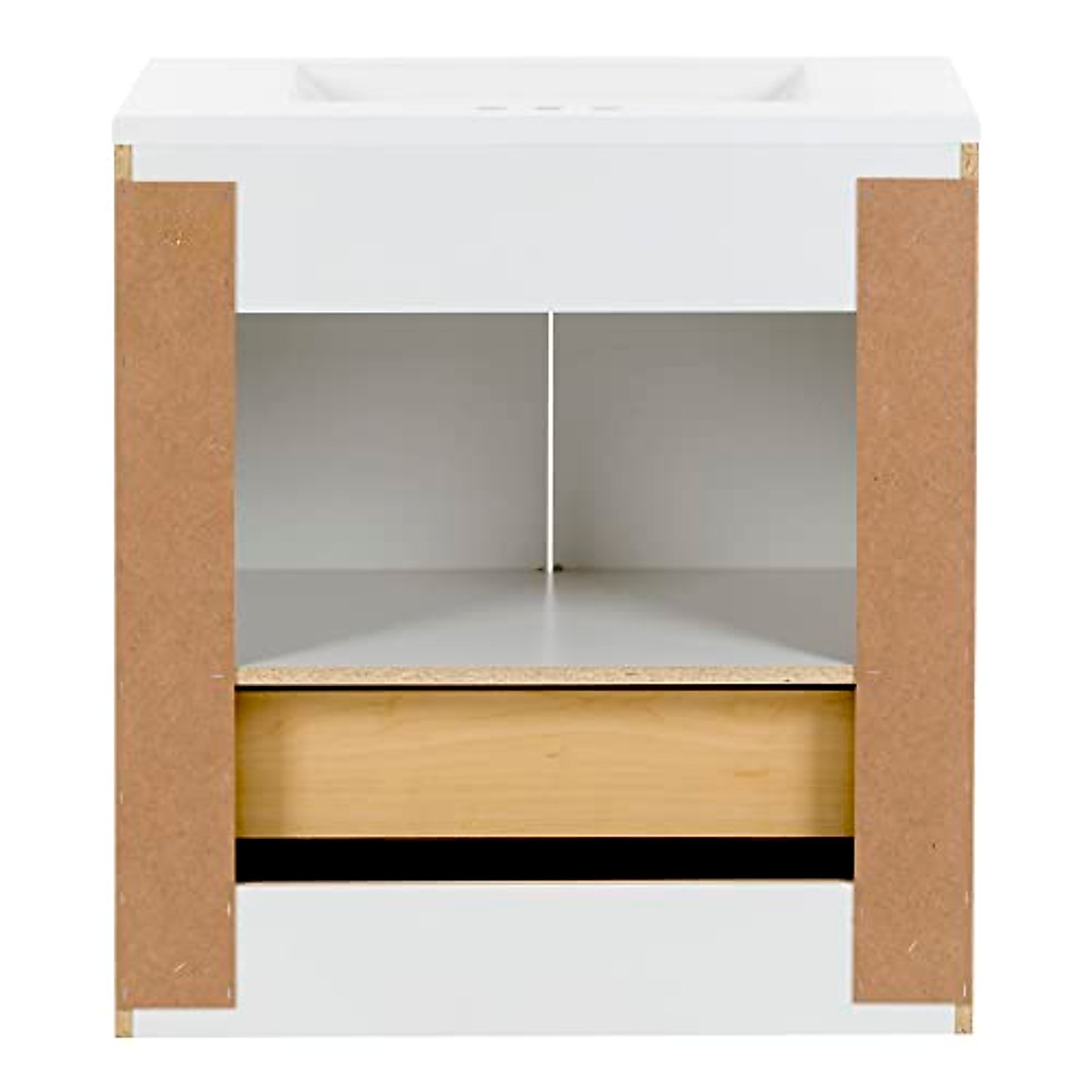 Spring Mill Cabinets Emlyn 30 Inch Bathroom Vanity with White Single Sink Top, 2-Door Cabinet, 1 Drawer, 30.5" W x 18.75" D x 32.89" H, White