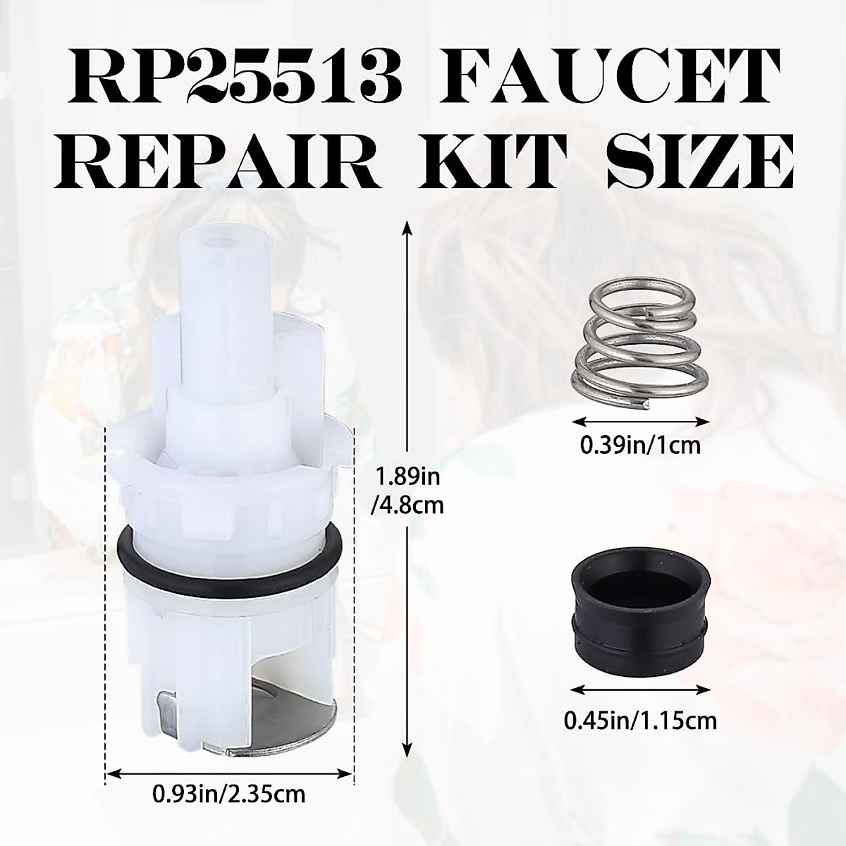 4PCS RP25513 Faucet Stem Assembly for Various Two Handle Faucet Repair Kit, Includes RP24096 Cartridge RP4993 Seat and Spring RP24097 Turn Stop1/4