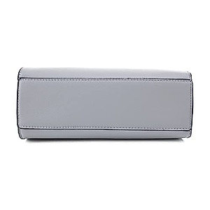 EVVE Women's Top Handle Satchel with Detachable Strap Small Pebbled Leather Crossbody Bag_DUSTY BLUE