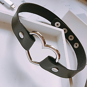 ETHOON Love Heart PU Leather Choker Necklace Goth Choker Collar Chain Black