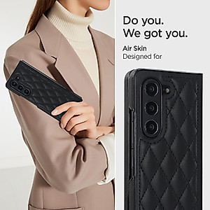 XNXCEVI for Samsung Galaxy Z Fold 5 Case, Premium Leather Back Cover Anti-Scratch Shockproof Case for Galaxy Z Fold5 5G (Black)