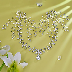 HONGMEI Wedding Headband for Women Rhinestone Bridal Headpieces with Pendant Bridal Forehead Chain Wedding Hair Accessories for Brides