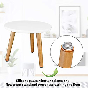 Uneedem Indoor Plant Stand Wood Mid Century Plant Stand for Indoor Plants, Modern Plant Table, 8.9" Tall Plant Holder for Flower Pots, Small Round Side Table, End Table