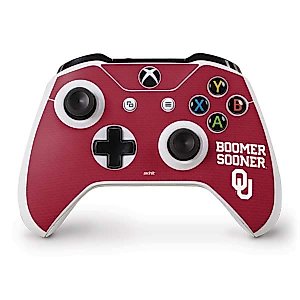 Skinit Decal Gaming Skin Compatible with Xbox One S Controller - Officially Licensed College Boomer Sooner Design