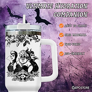 Christmas Gifts for Movie Lovers, Villains 40 oz Stainless Steel Tumbler With Handle, Witches Coffee Mug, Characters Cup, Christmas Tumbler With Lid Straw, Birthday Gifts