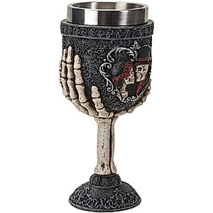 Pacific Giftware Skeleton Couple Goblet, 7-inch Height, Resin
